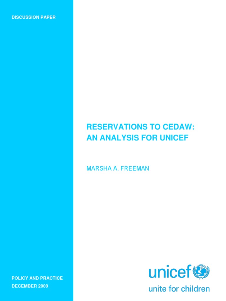 Reservations To Cedaw: An Analysis For Unicef: Marsha A. Freeman | PDF ...