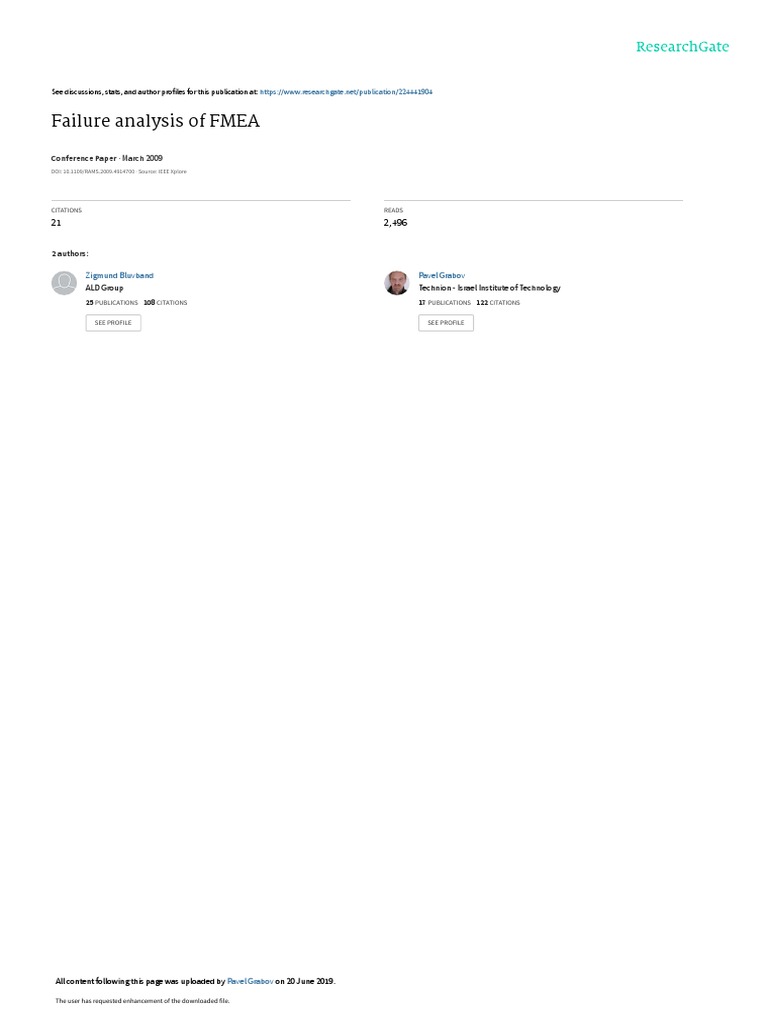 Failure Analysis of FMEA: March 2009 | PDF | Electrical Engineering ...