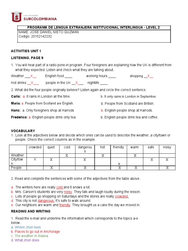 Programa de Lengua Extranjera Institucional Interlingua - Level 2 | PDF | Alaska