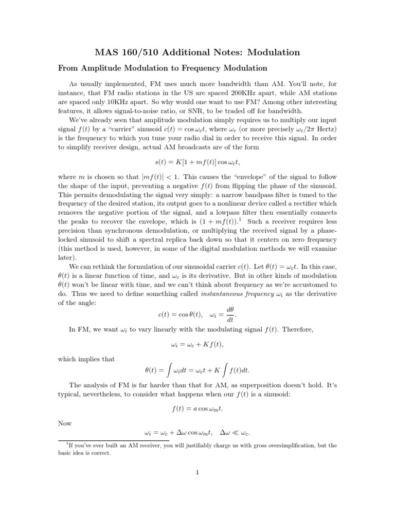 Modulation AM e FM - Bem Explicado Sobre Processo AM | PDF | Frequency Modulation | Orthogonal ...