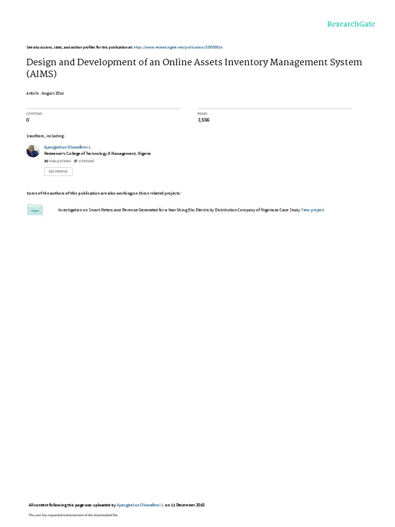 Design and Development of An Online Assets Inventory Management System ...