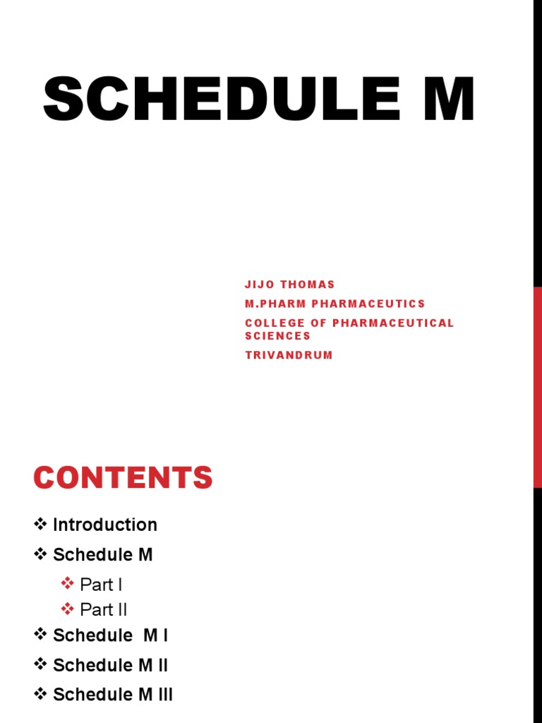 Schedule M 01 | PDF | Tablet (Pharmacy) | Chemicals
