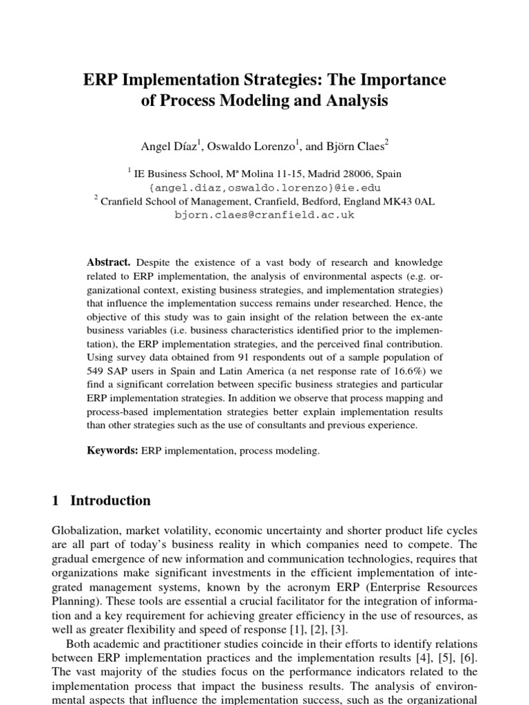 Erp Implementation Strategies | PDF | Strategic Management | Enterprise ...