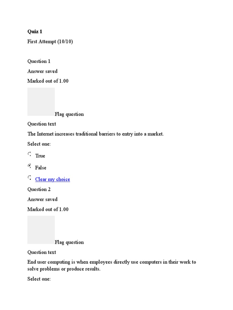 Quiz 1: Clear My Choice | PDF | Competitive Advantage | Internet