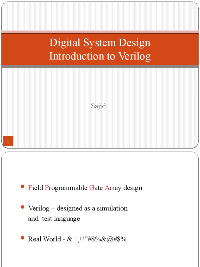 Digital System Design Introduction To Verilog: Sajid | PDF | Field Programmable Gate Array ...