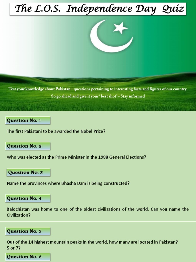 The L.O.S. Independence Day Quiz PDF | PDF | Pakistan | Asia