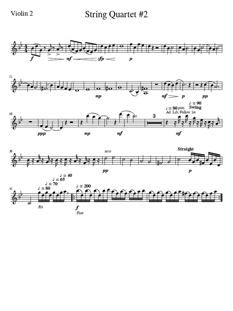 String Quartet #2-Violin 2 | PDF | Musical Compositions | Music Production