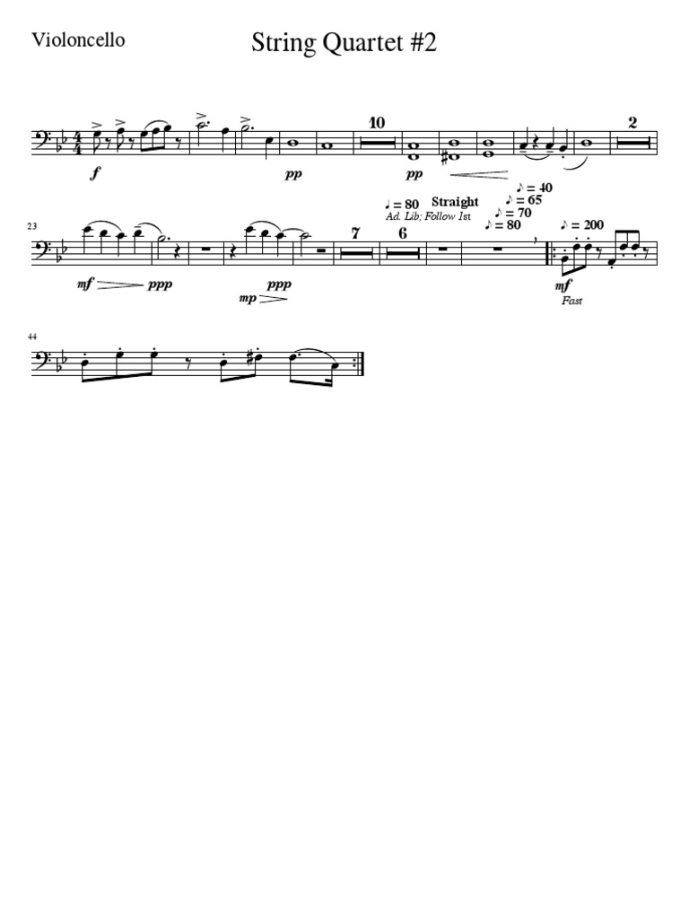 String Quartet #2-Violoncello | PDF