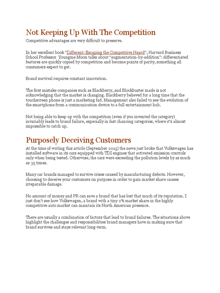 Not Keeping Up With The Competition: Different: Escaping The Competitive Heard | PDF