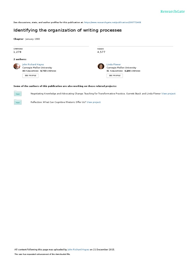 Identifying The Organization of Writing Processes: January 1980 | PDF