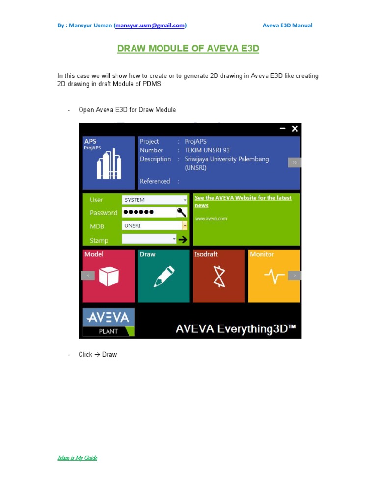 Draw Module of Aveva E3d PDF | PDF