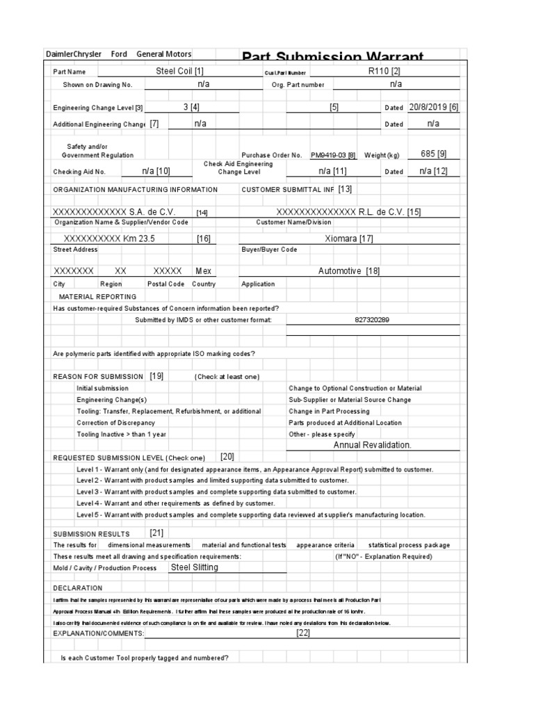 Ejemplo Ppap | PDF | Specification (Technical Standard) | Business