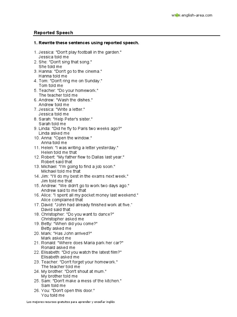 Reported Speech Guide | PDF