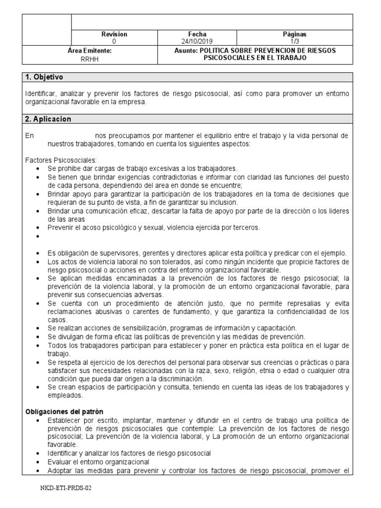 Politica Sobre Nom-035 | PDF | Violencia | Discriminación