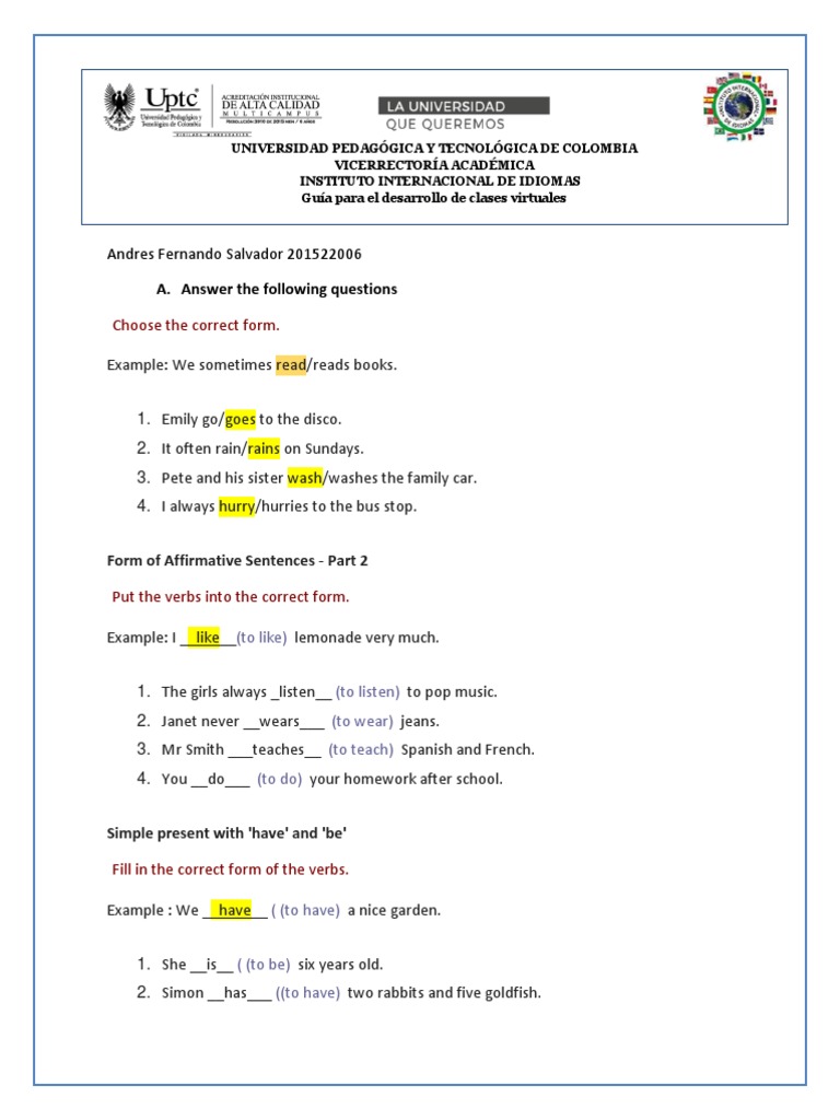 Andres Fernando Salvador 201522006: A. Answer The Following Questions ...