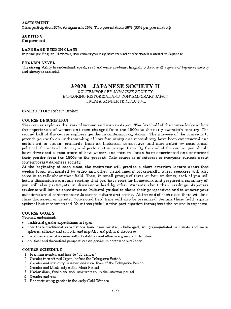 Japanese Society Ii | PDF | Gender | Gender Studies