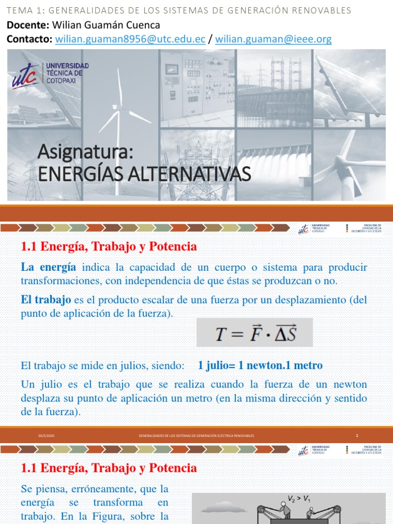 01 Generalidades de Los Sistemas de Generaci N El Ctrica Renovables PDF | PDF | Energía ...