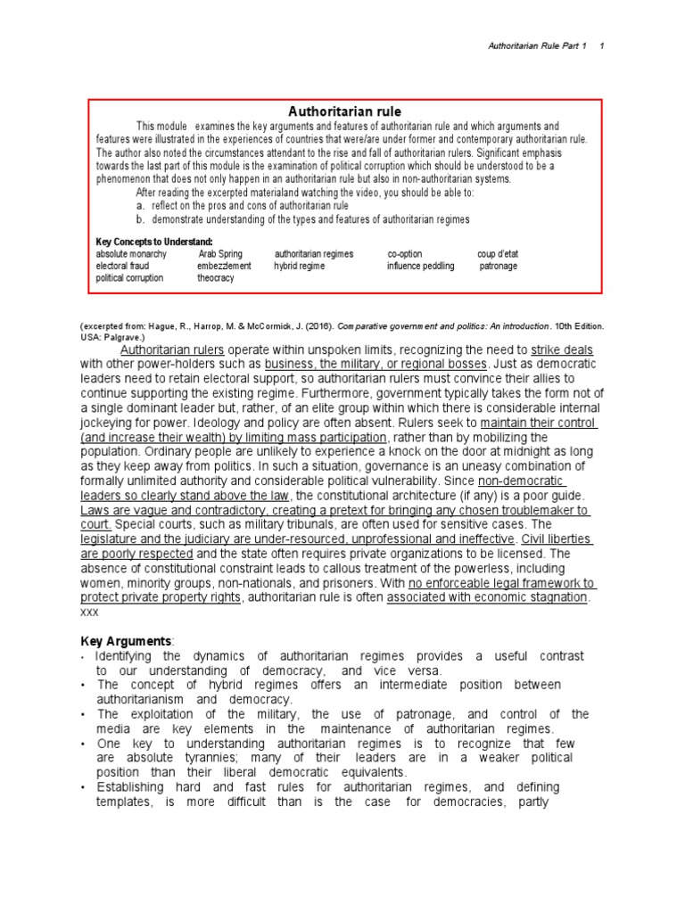 Authoritarian Rule Part 1 | PDF | Authoritarianism | Monarchy