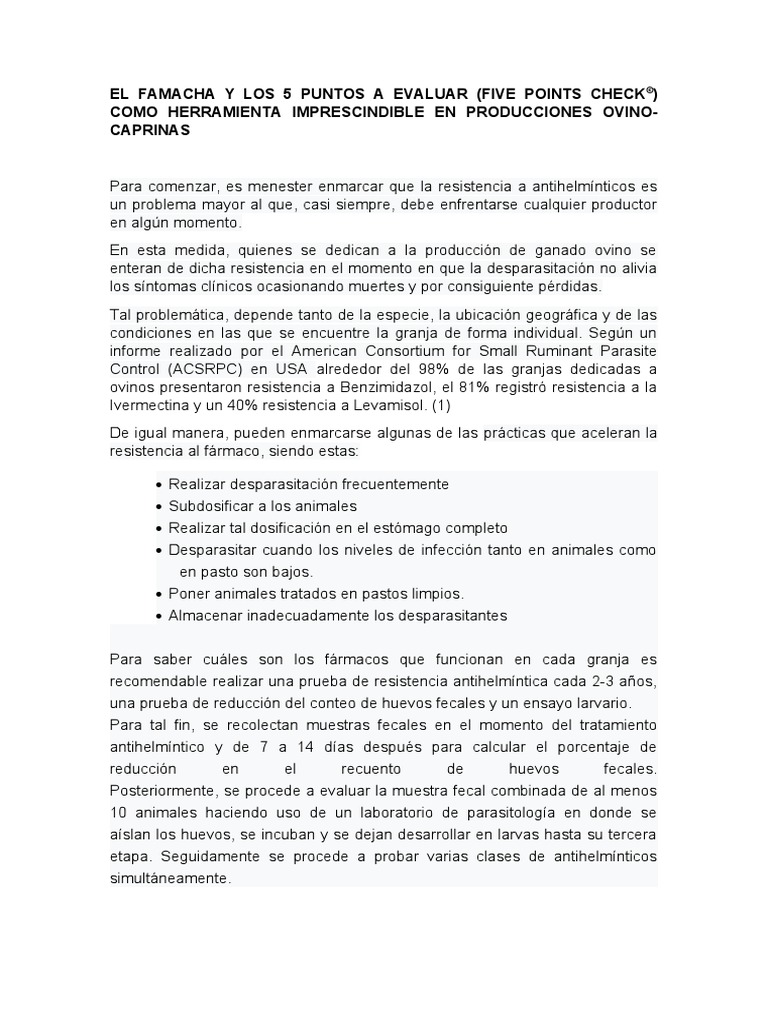 El Famacha Y Los 5 Puntos A Evaluar (Five Points Check) Como ...