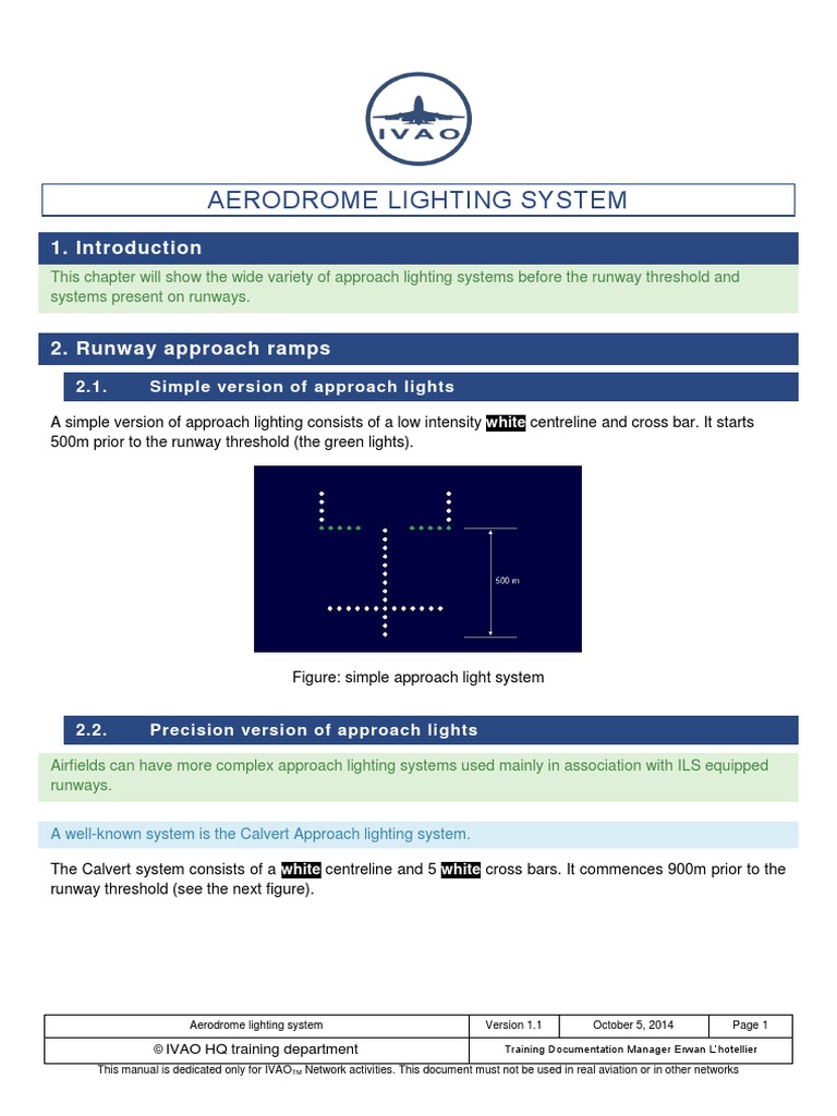 Aerodrome Lighting System: 2.1. Simple Version of Approach Lights | PDF ...