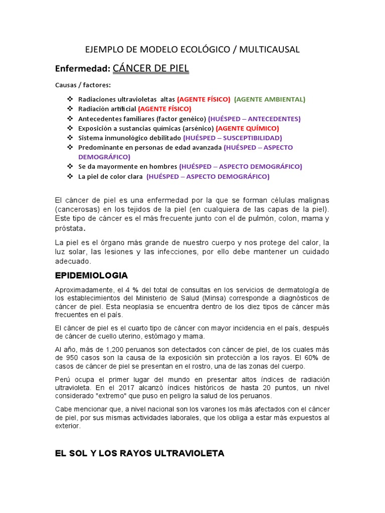 EJEMPLO DE MODELO ECOLÓGICO Multicausal | PDF | Cáncer | Piel