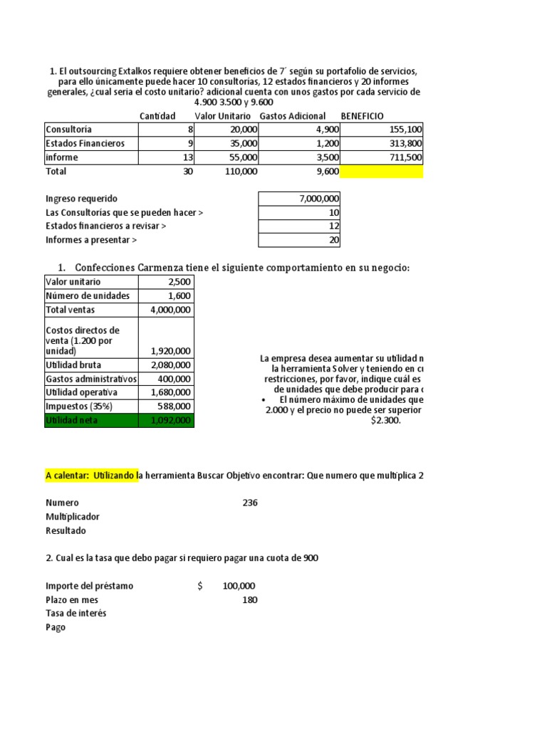 Ejercicios de Solver | PDF | Responsabilidad (contabilidad financiera) | Dinero
