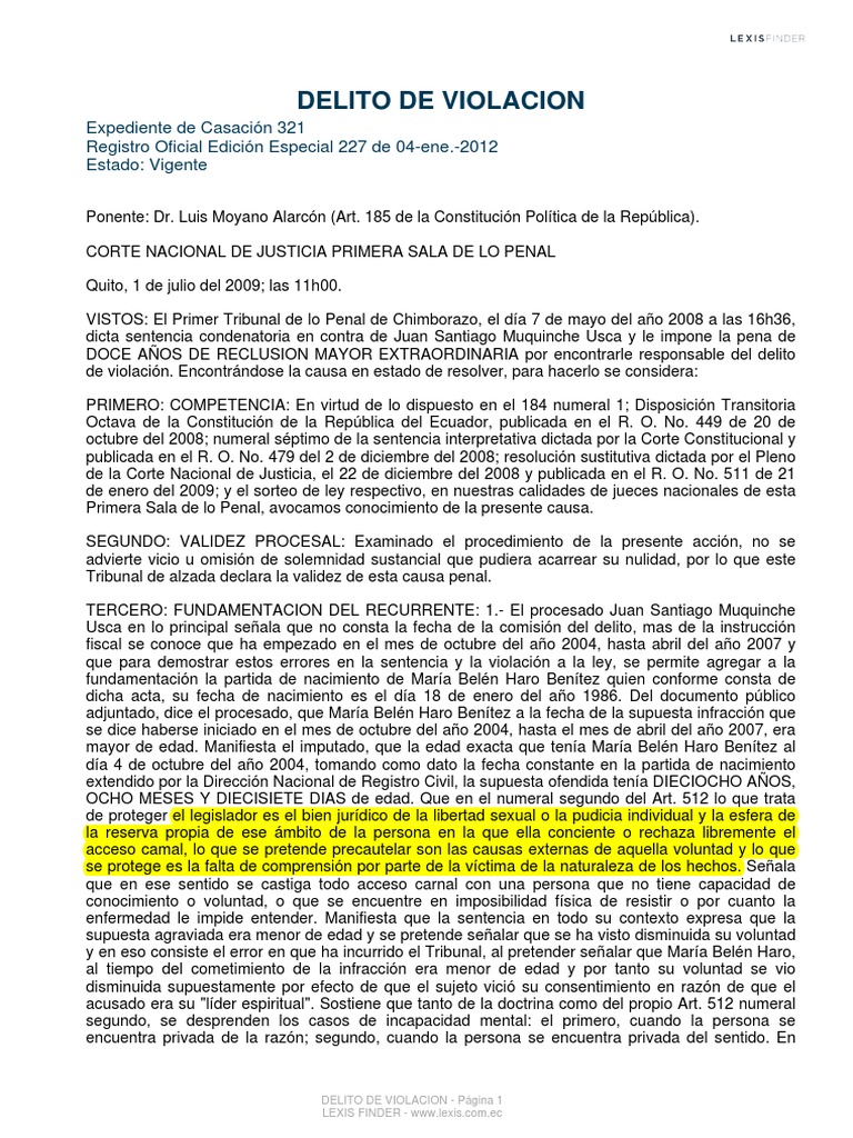 Error de Derecho - Violacion | PDF | Violación | Derecho penal