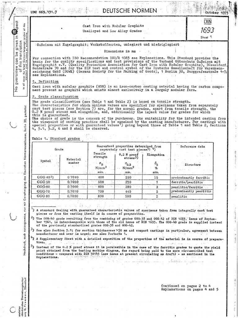 Din 1693 - Fundicion Nodular | PDF
