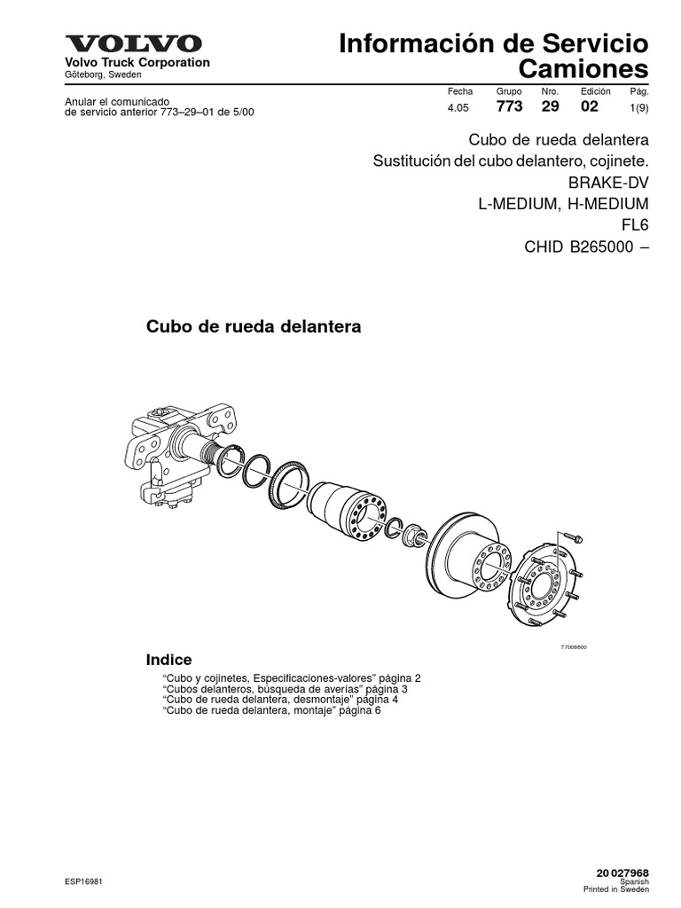 Cubo Rueda Delantera PDF | PDF | Tornillo | Bienes manufacturados