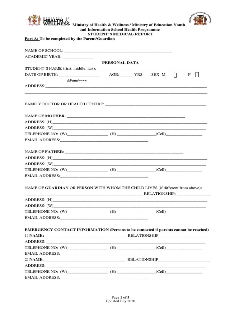 General Bulletin 153-2020 - School Medical Form | PDF | Attention ...