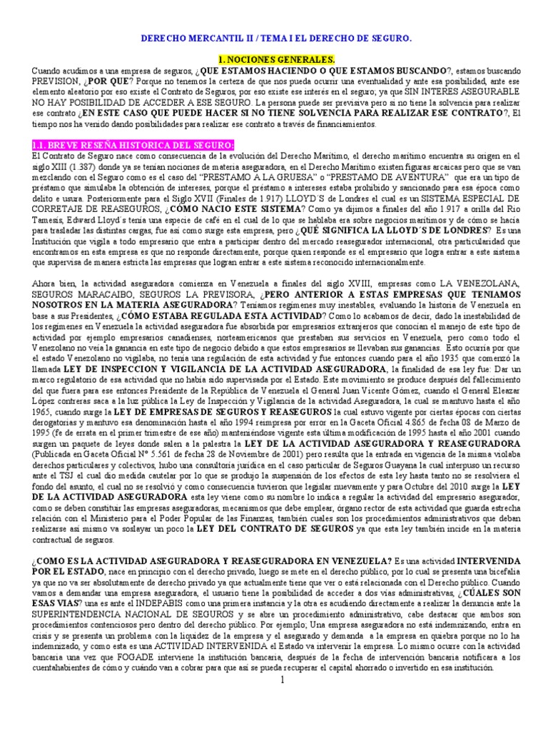 Derecho Mercantil Ii Temas 1 Al 14 | PDF | Póliza de seguros | Reaseguro