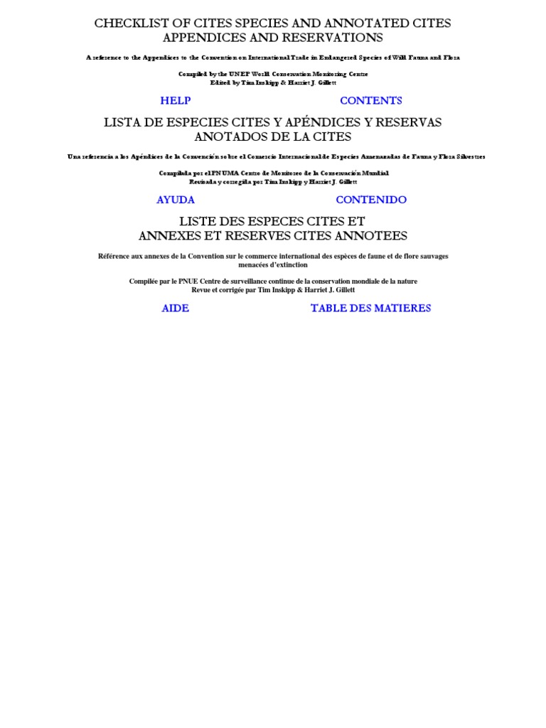 2005 CITES Checklist | PDF | Cites | Taxonomy (Biology)