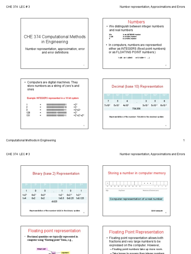 CHE 374 Computational Methods in Engineering: Numbers | PDF | Accuracy ...