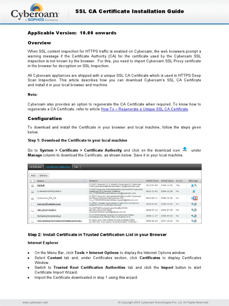 Installing SSL - CA - Certificate On Local Machine and Browser PDF ...