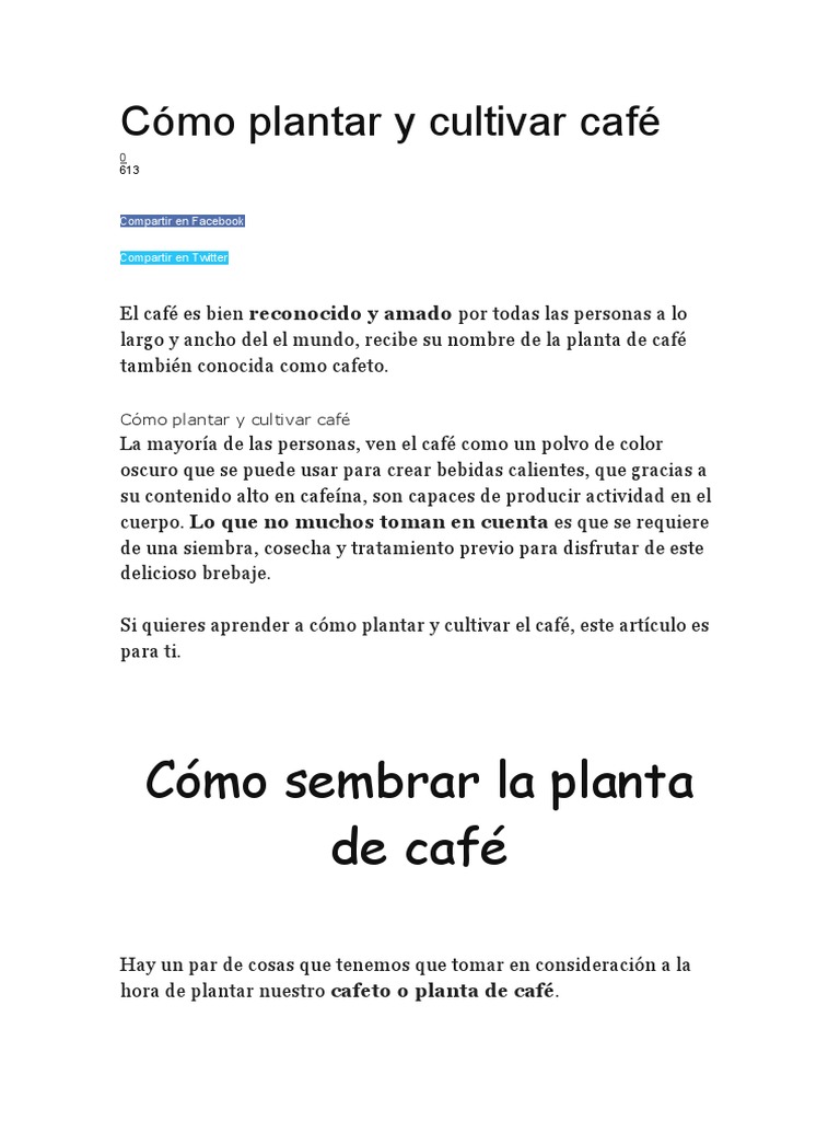 Cómo Plantar y Cultivar Café | PDF | café | Siembra