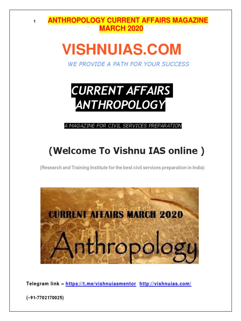 Anthropology Current Affairs Magazine March 2020 | PDF | Ape | Life