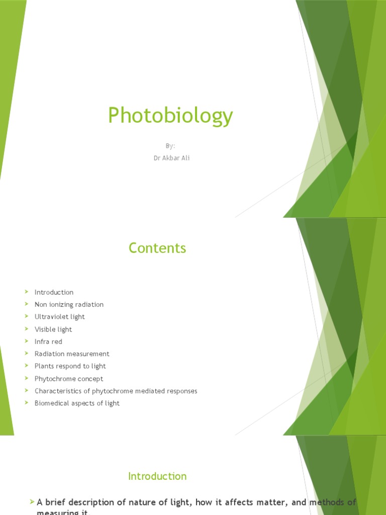 Photobiology PPT by DR Akbar | PDF | Electromagnetic Spectrum | Light