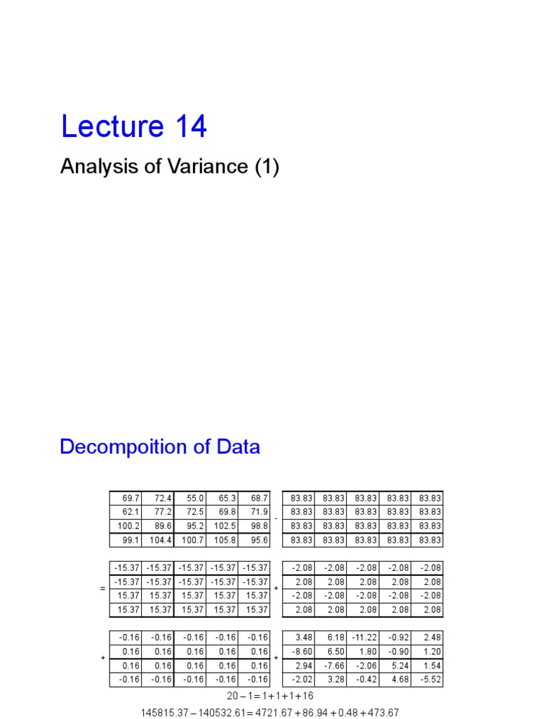 Analysis of Variance | Download Free PDF | Degrees Of Freedom ...