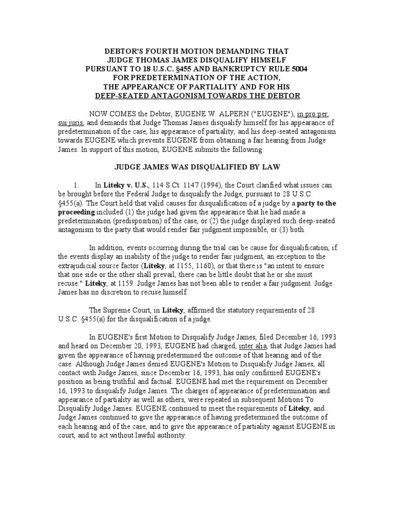 Judges Motion To Disqualify Judge | PDF | Judicial Disqualification ... Judges Motion To Disqualify Judge | PDF | Judicial Disqualification ...