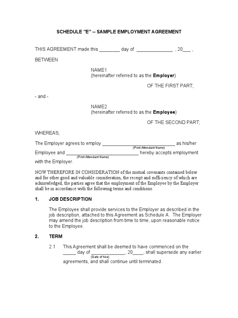 Sample Employment Agreement | PDF | Wage | Employment