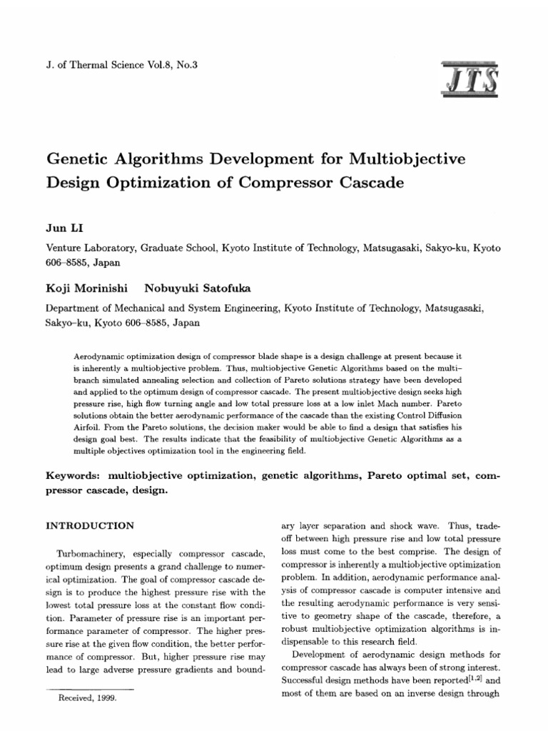 Genetic Algorithms Development For Multiobjective Design Optimization Of Compressor Cascade