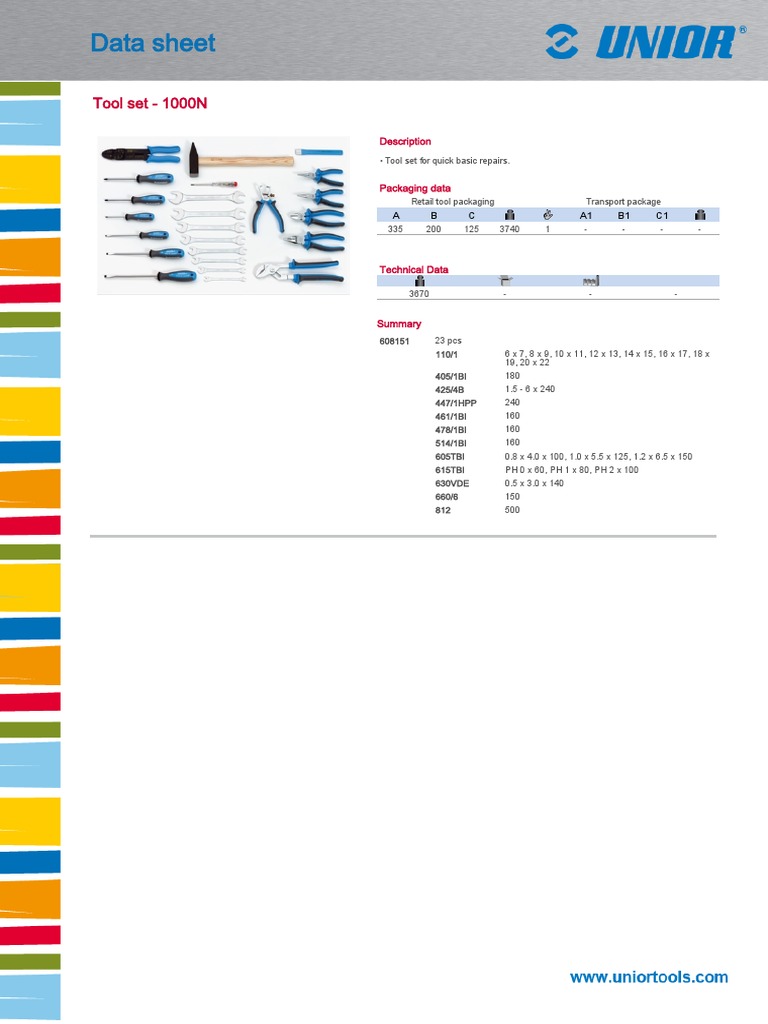 1000N Tool Set UNIOR | PDF