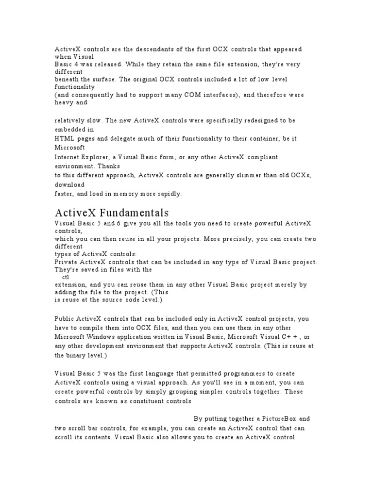 Creating ActiveX Controls in Visual Basic | PDF | Software Engineering ...