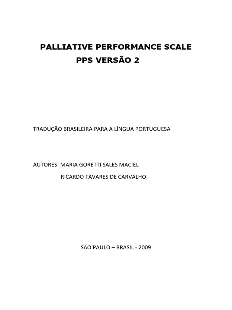 Escala PPS - Traduzida - Completa-1 | PDF | HIV/AIDS | Coma