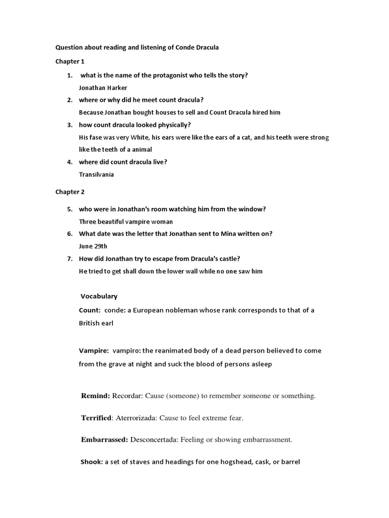 Dracula Chapter 1 & 2 Overview | PDF