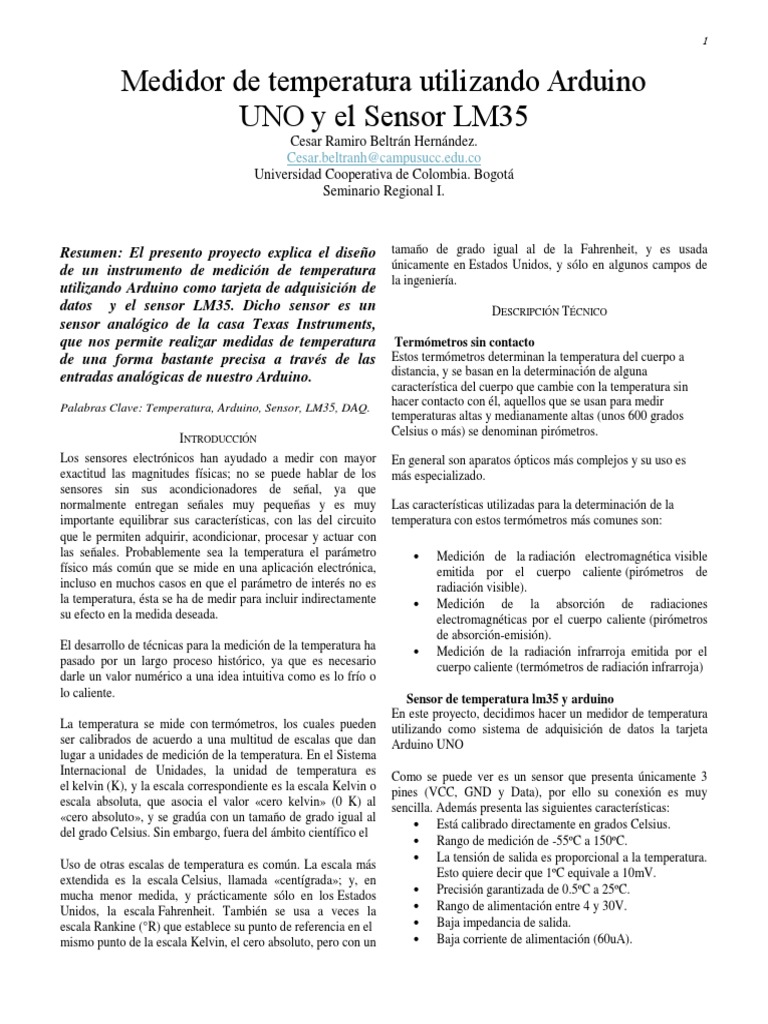 Adquisicion de Temperatura A Traves de LABVIEW y ARDUINO UNO PDF | PDF ...