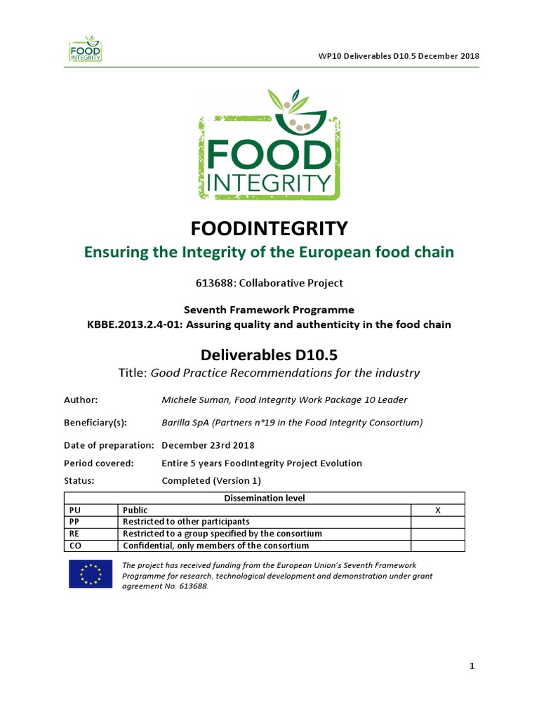 Food Integrity - Good - Practice - Recommendations - For - The ...