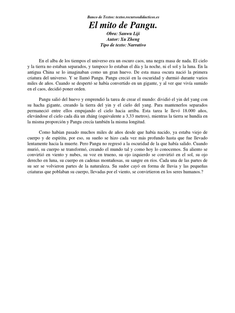 El Mito de Pangu. | PDF