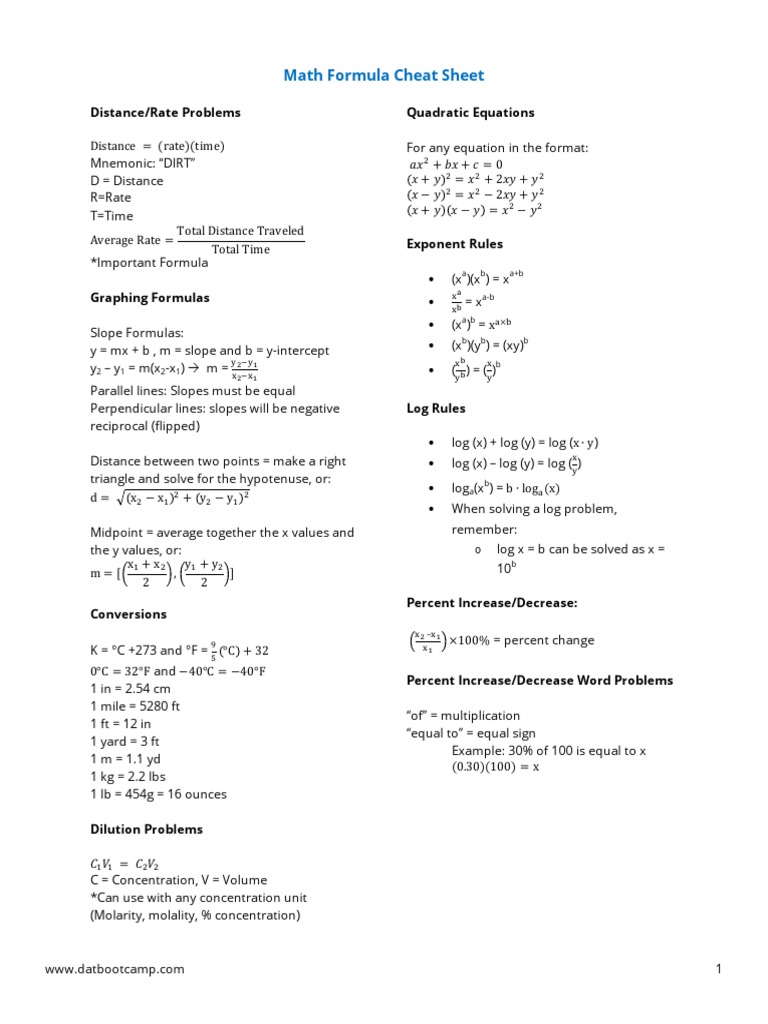 QR Formula Sheet PDF | PDF | Geometry | Teaching Mathematics