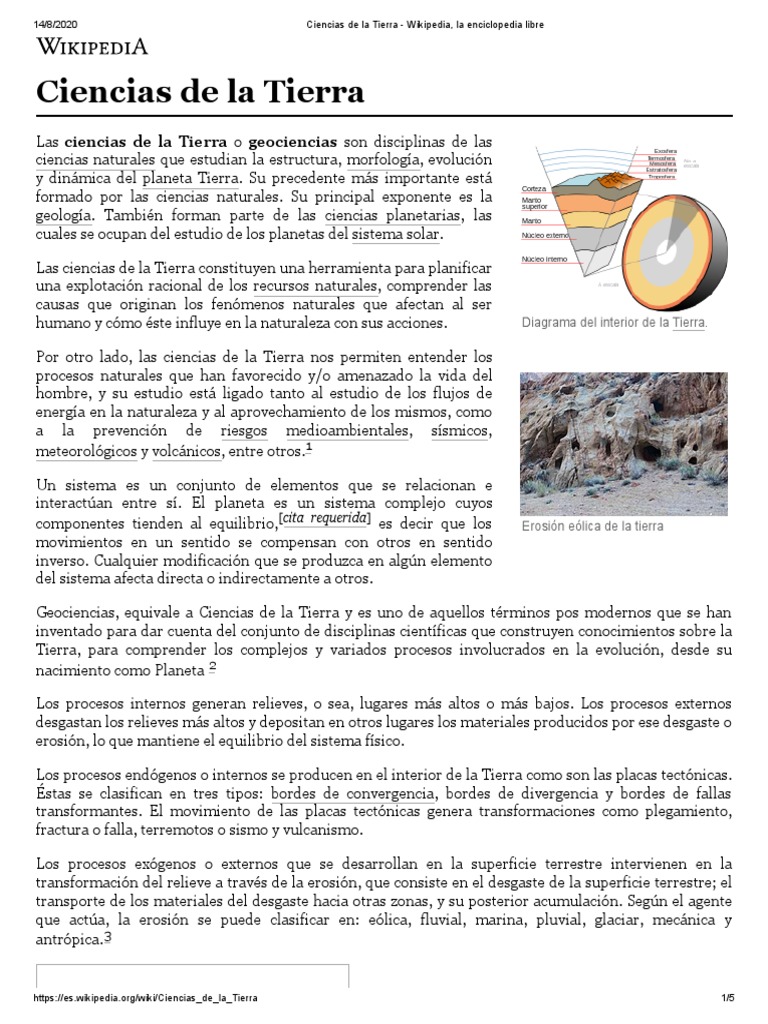 Ciencias de La Tierra - Wikipedia, La Enciclopedia Libre | PDF | Earth ...